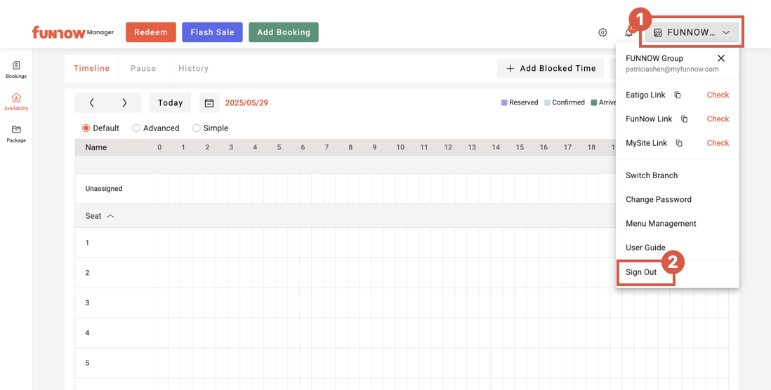 How to Sign Out of FunNow Manager? – FunNow Manager Help Center