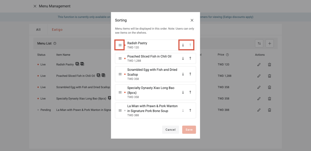 How to Order Menu Items? – FunNow Manager Help Center
