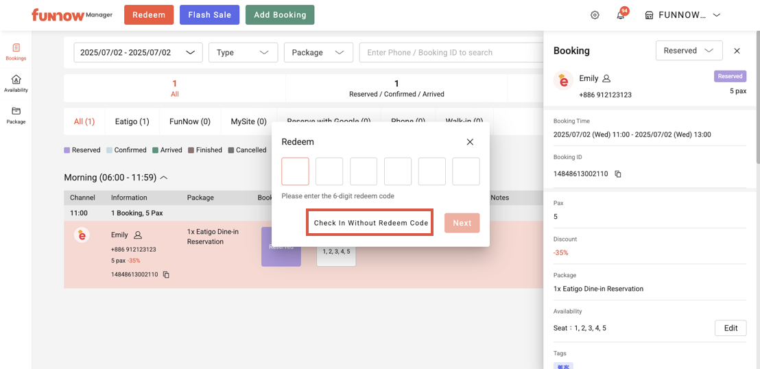 Can a Booking Be Redeemed Without a Redeem Code? – FunNow Manager Help Center